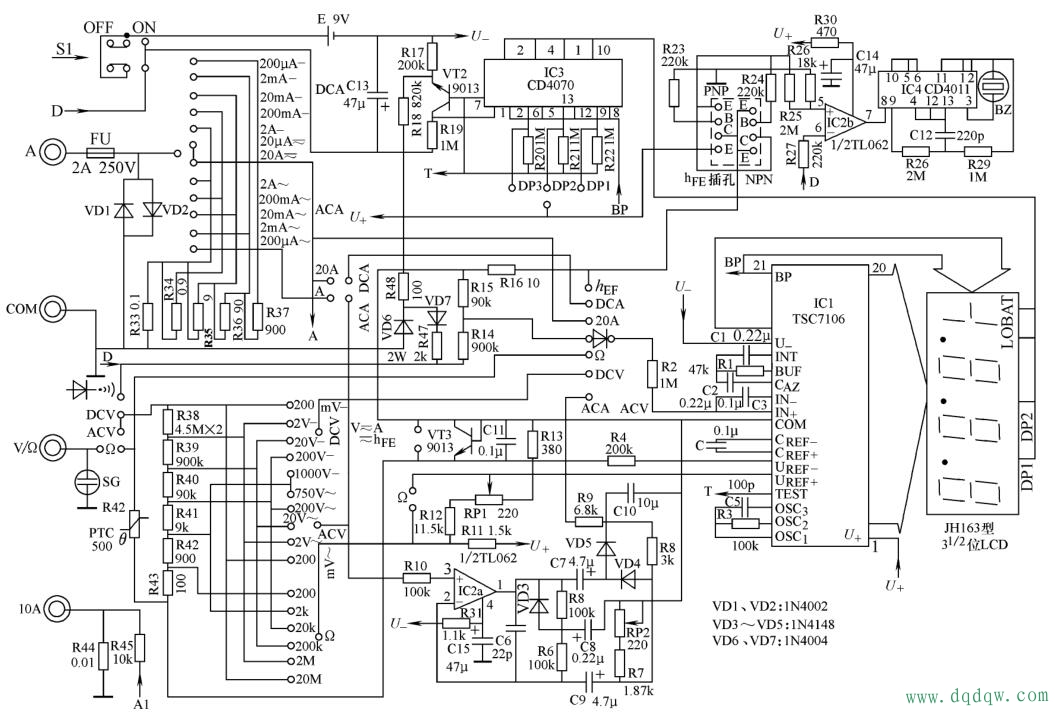 M9700数字万用表电路图 - 电路图分享_电工电气学习网